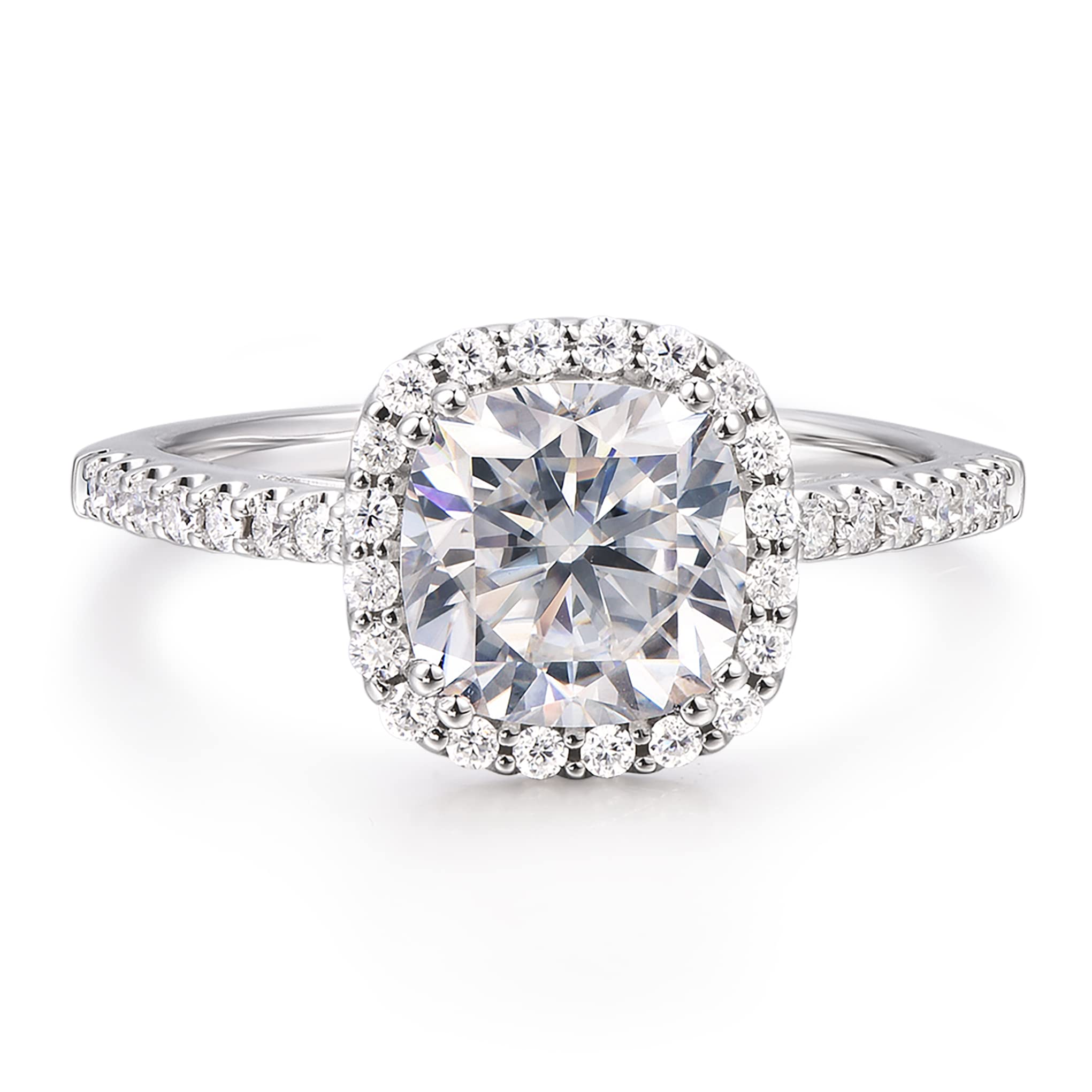 CGSRING Cushion Moissanite Rings, 3 Carat Cushion Cut Engagement Ring, Cushion Halo Engagement Ring (10)