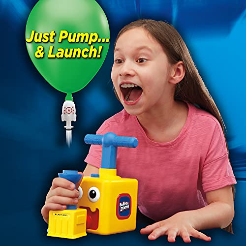 Ontel Balloon Zoom - Balloon-Powered Race Car and Rocket Launcher Toy Set, Ages 3+, Red Racer Car with Astronaut Flyer