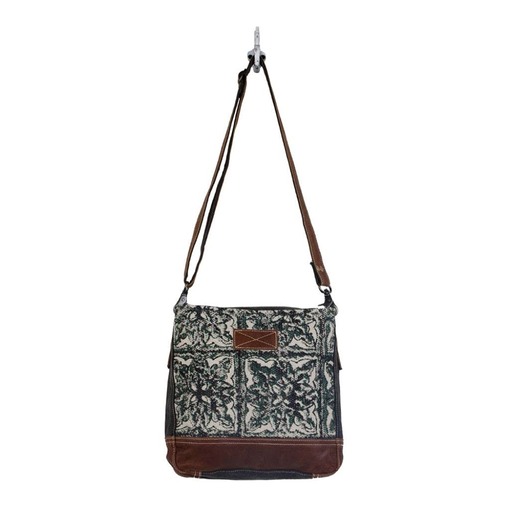 Myra Bag Labyrinthian Small & Crossbody Bag Upcycled Cotton & Leather S-2869