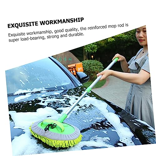 KALLORY Telescopic Car Wash Mop Cleaning Mops Floor Cleaner Mop Floor Mops Home Telescopic Mop Chenille Cleaning Mop Retractable Mop Handle Green Household Aluminum Alloy Sponge Mop