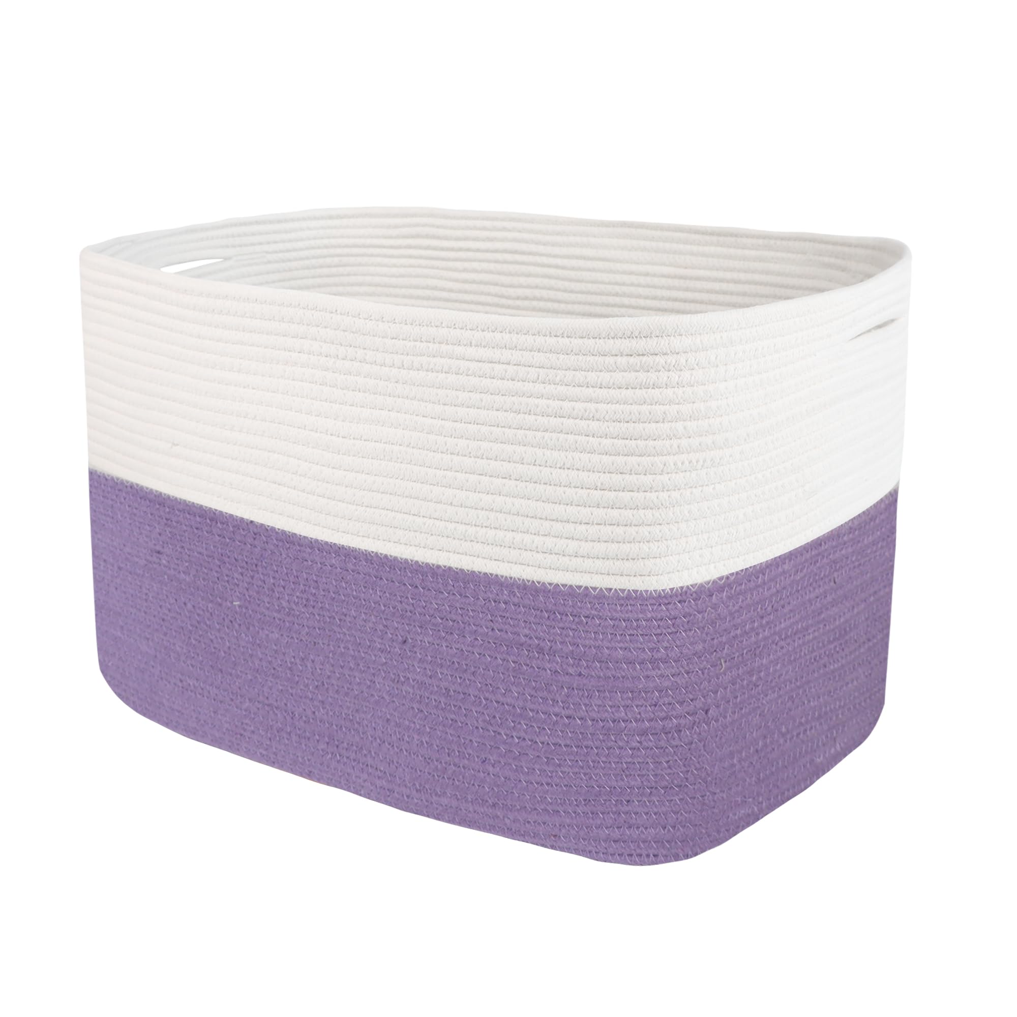 Comfymon 22'' x 17'' x 12'' Large Storage Baskets, Rectangle Woven Baskets for Storage, Baby Nursery Storage Basket for Books, Toys, Towels, Blankets, Purple