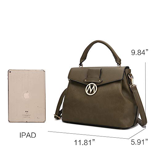 MKF Set Crossbody Satchel Bag for Women & Wristlet Wallet Purse β PU Leather Top Handle Tote β Shoulder Handbag Mustard