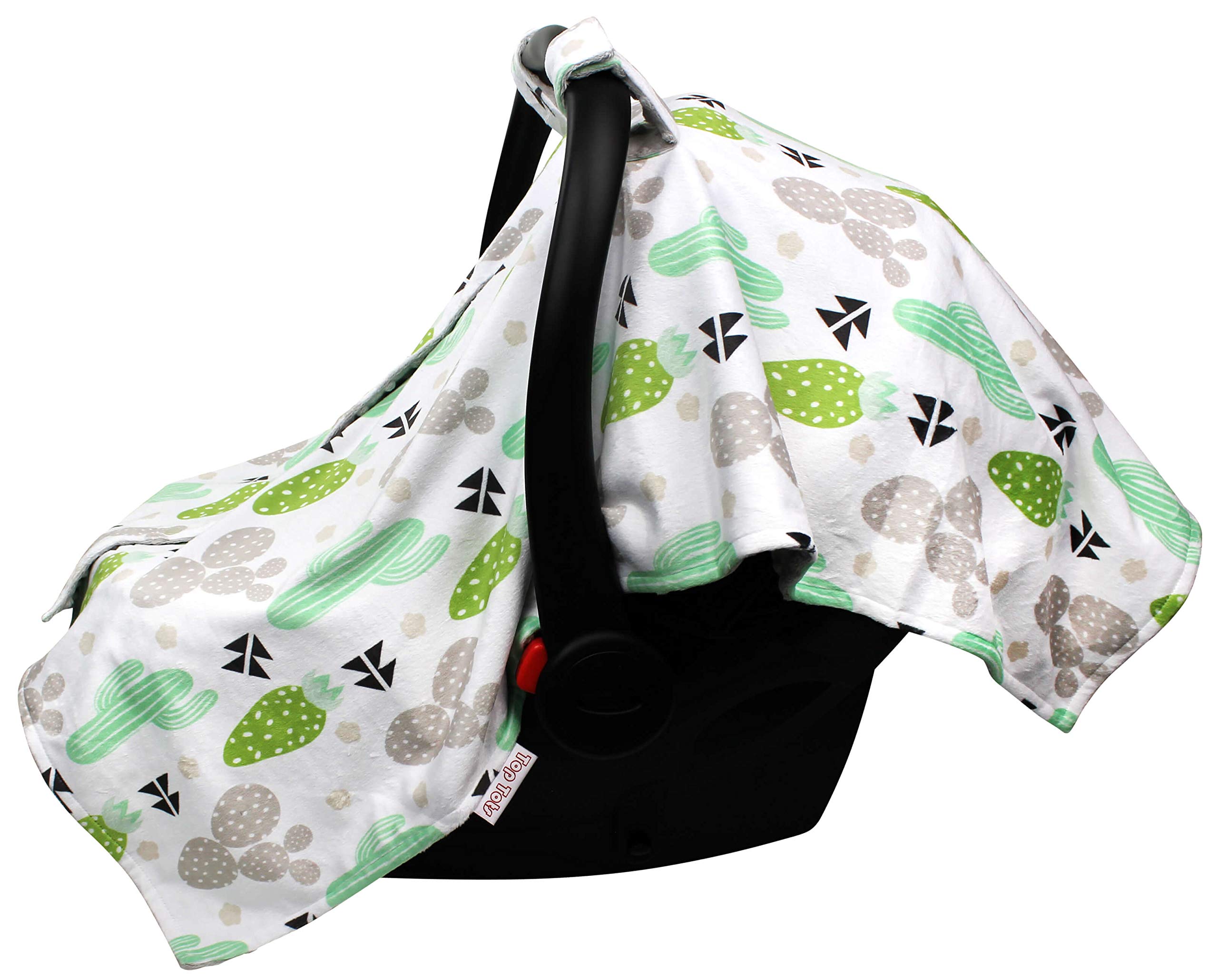 Car Seat Canopy Cover - Green Grey Cactus