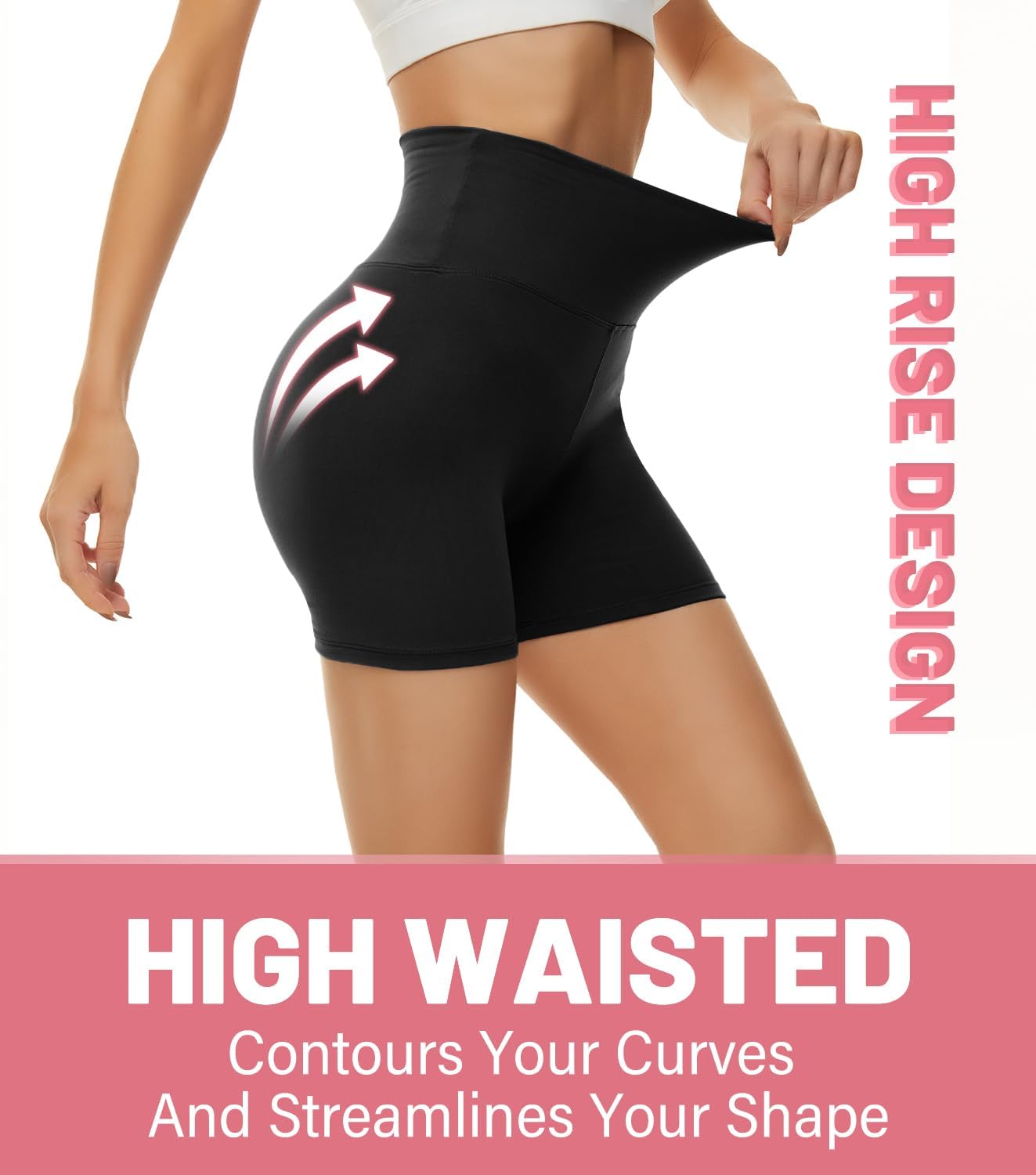 CAMPSNAIL 4 Pack Biker Shorts for Women High Waist - 3"/5"/8" Tummy Control Soft Athletic Yoga Workout Running Gym Shorts