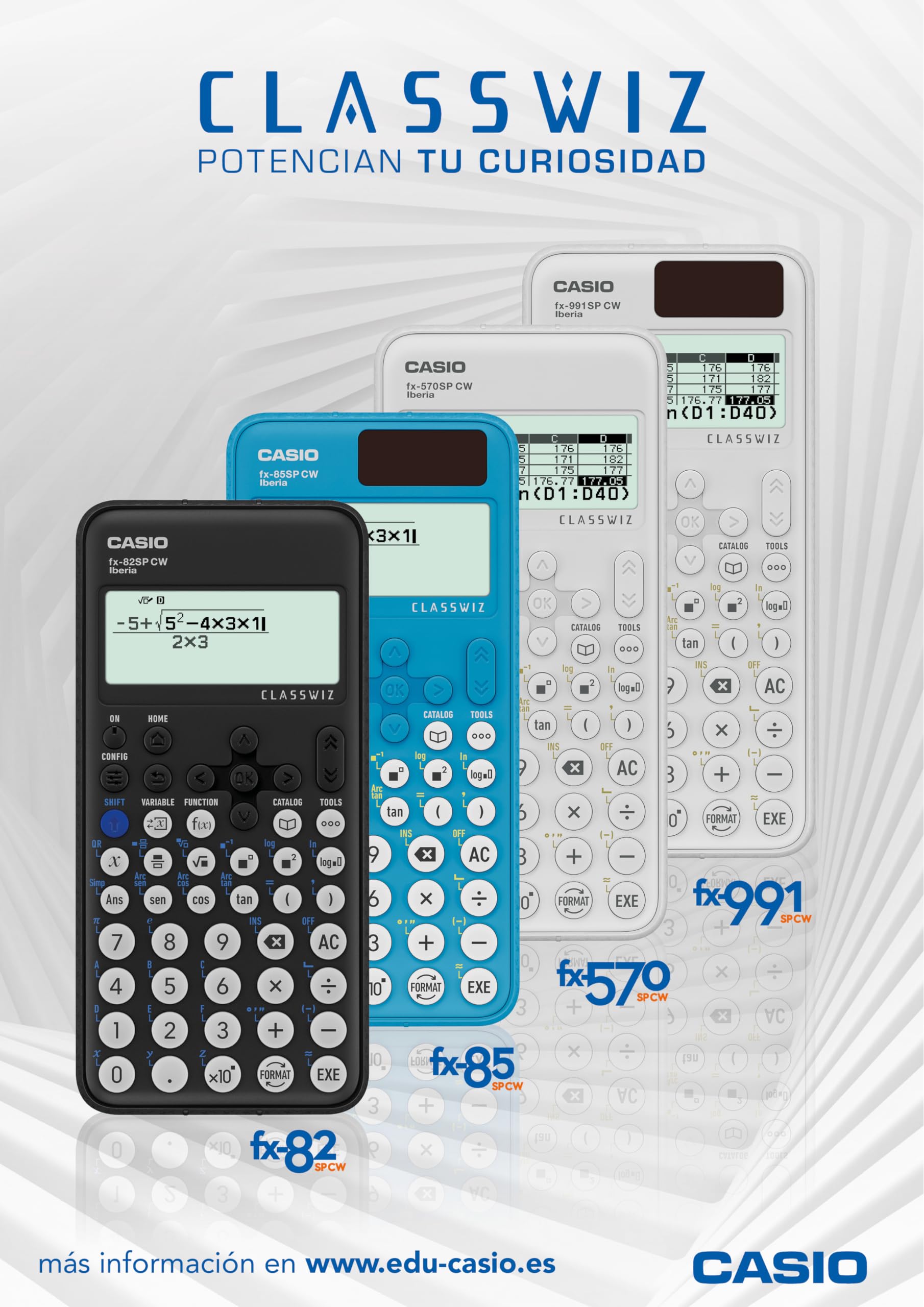 Casio FX-991SP CW – Scientific Calculator, Recommended for Spanish and Portuguese Curriculum, 5 Languages, More Than 560 Functions, Solar, White