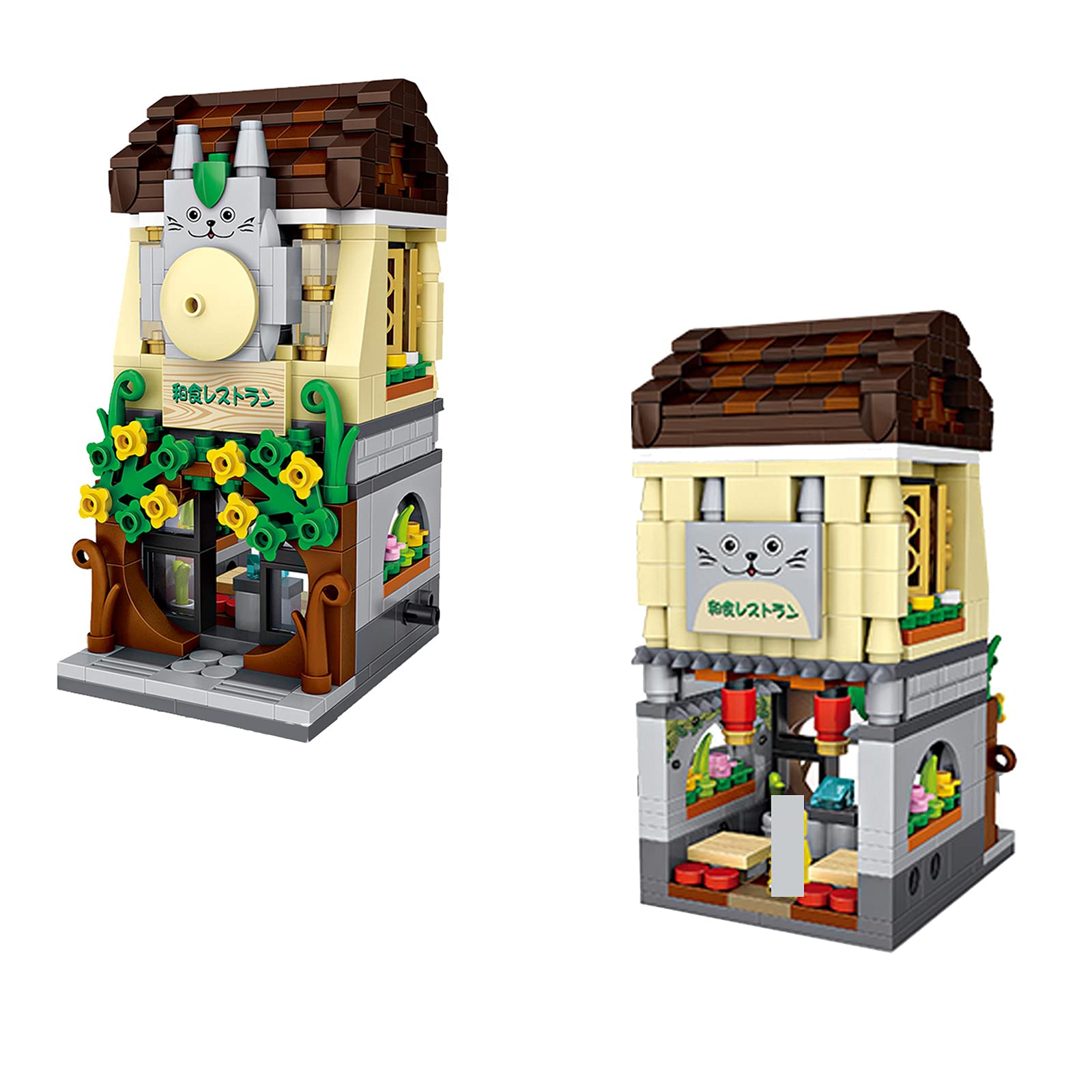 Seyaom Japanese Street View Shop Bricks, Mini DIY Building Blocks Model MOC Construction Toy. (Not Compatible with Small Particle Bricks) (Japanese Restaurant)