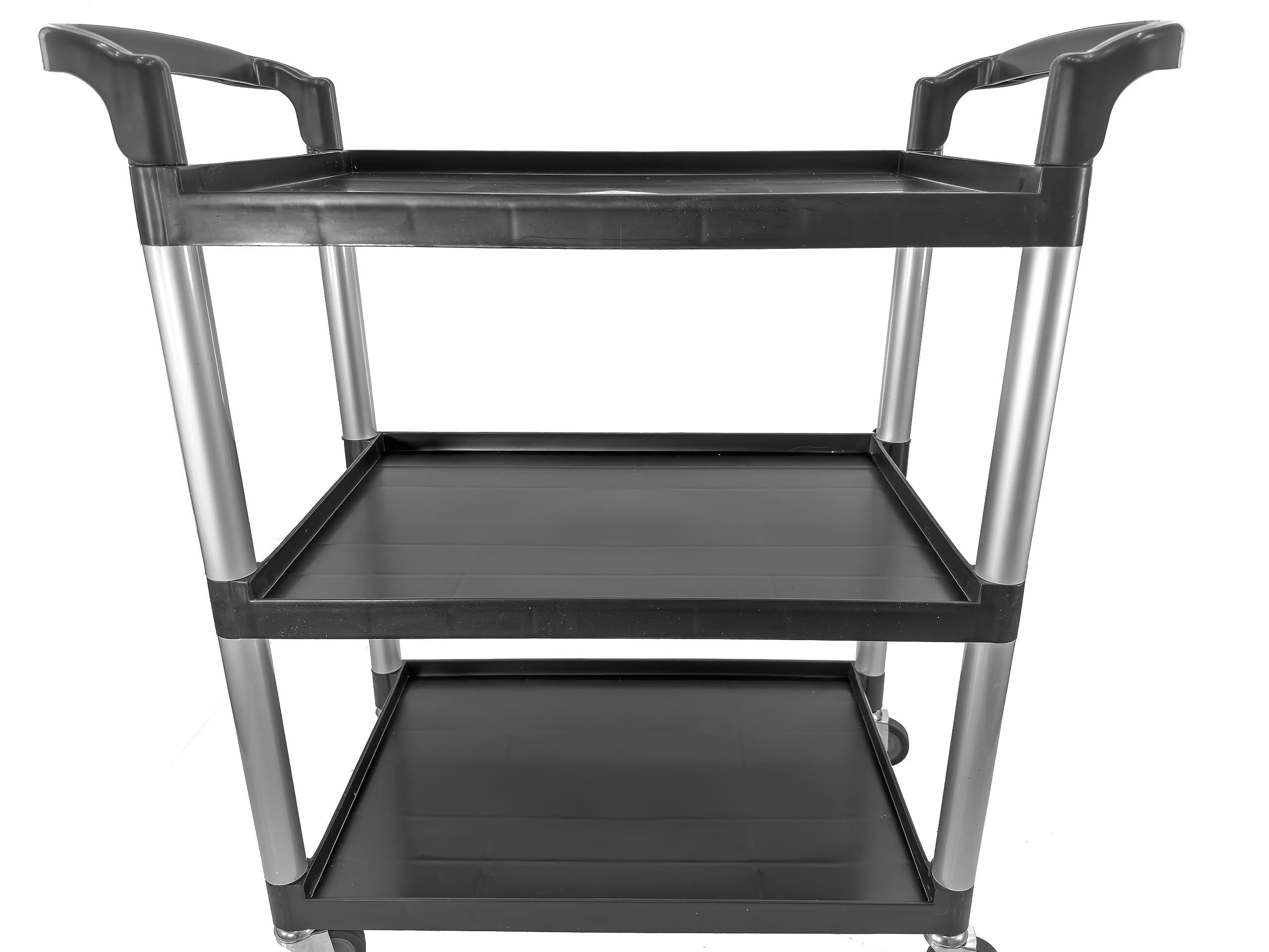 Commercial 3-Shelf Rolling Service Utility Cart | Capacity 450 lbs. | 37" x 33" x 16" | Black