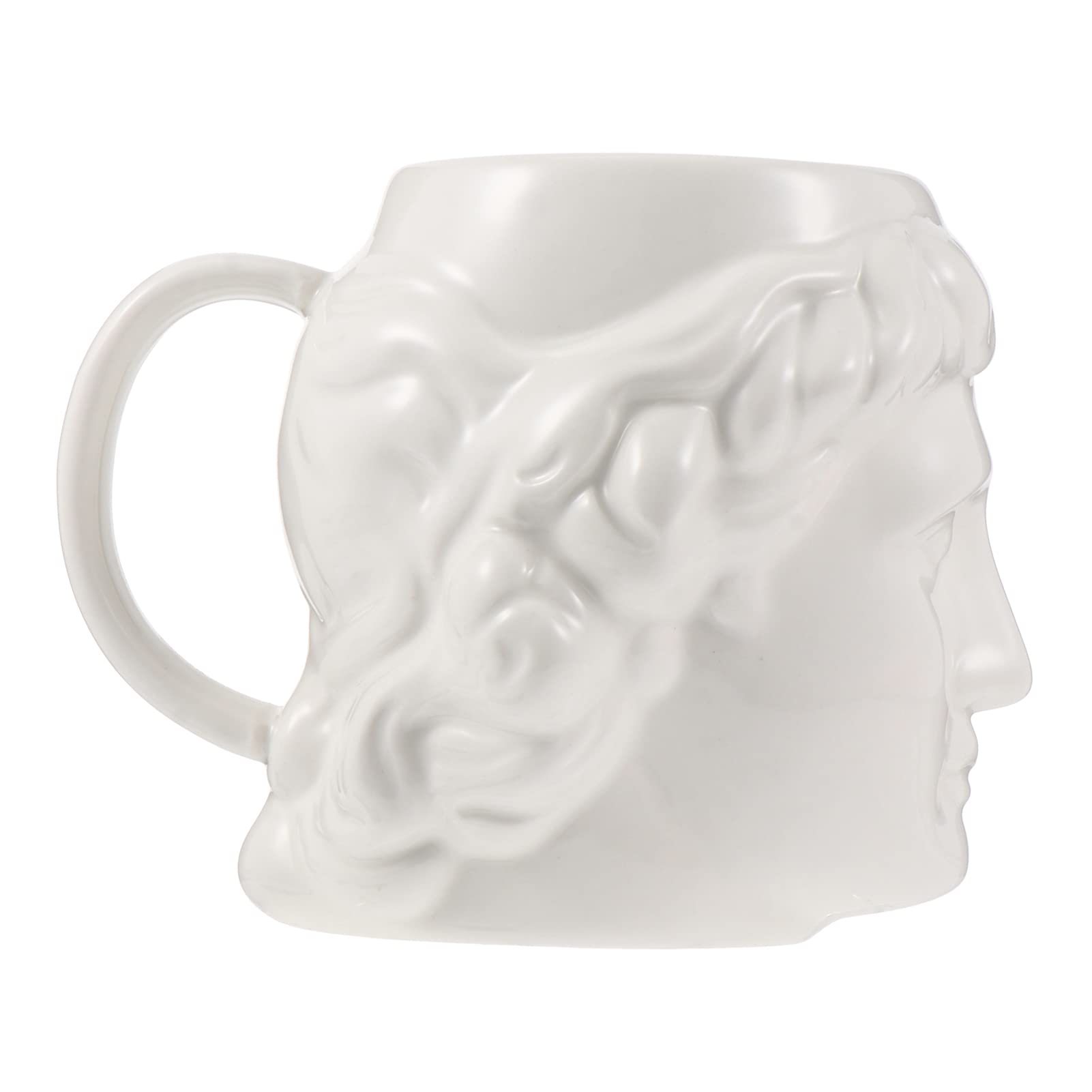 Cabilock 2pc Cup David Head Figurine Roman Coffee Mug David Head Vase Tea Mug Milk Container Handmade Coffee Mug Espresso Coffee Mug Gift Greek Coffee Mug Shot Glass White Trend 3d Ceramics