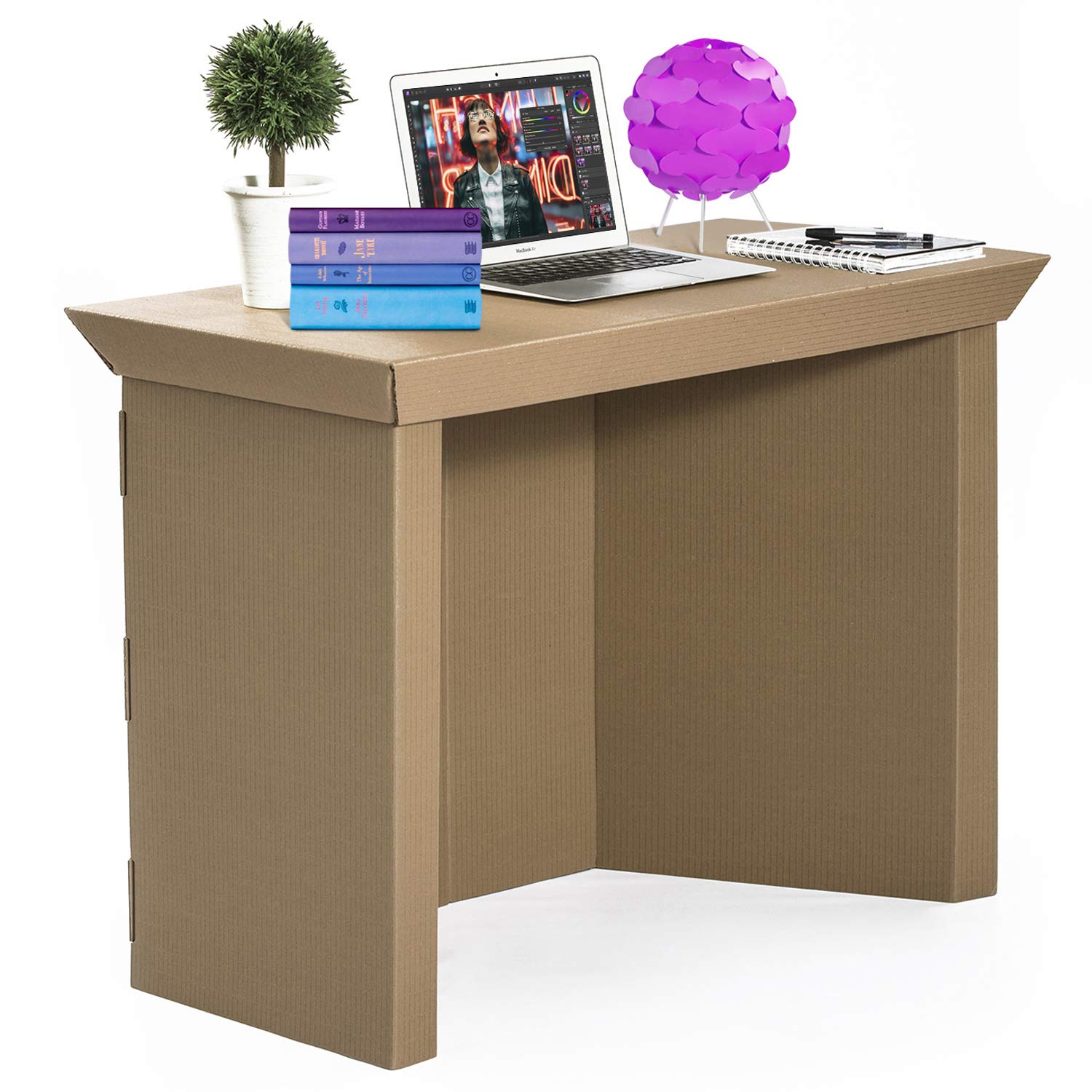 Cardboard Computer Desk for Home Office –39” Writing Laptop Table made of Recyclable Water Resistant Cardboard for Bedroom and Small Spaces – Eco-friendly Modern Study Tables - Sturdy and Long Lasting