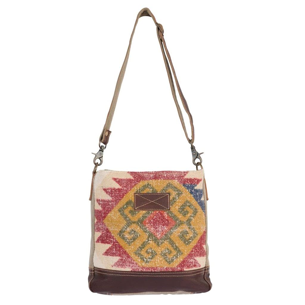 Myra Bag Sober Love Shoulder Bag Upcycled Canvas, Leather & Rug S-2217