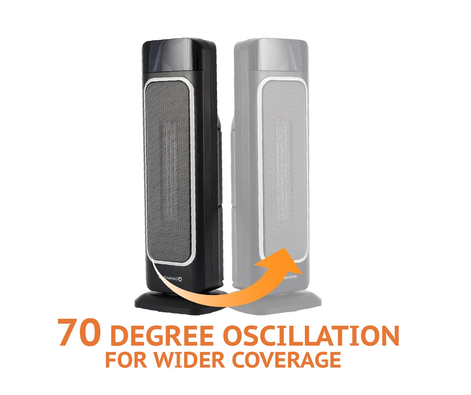 Oscillating Space Heater – Ceramic Forced Fan Heating with Stay Cool Housing - Tower with Remote Control, Digital Thermostat, Timer, Large Temperature Display and Efficient ECO Mode - by Bovado USA