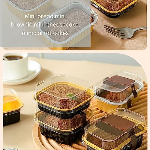 Findful Mini Cake Pans With Lids (10oz,40 Pack) Aluminum Foil Square Cupcake Liners Brownie Baking Cups,Disposable 4βx4β Large Cupcake Pan,Jumbo Muffin Tin Ramekins Holders