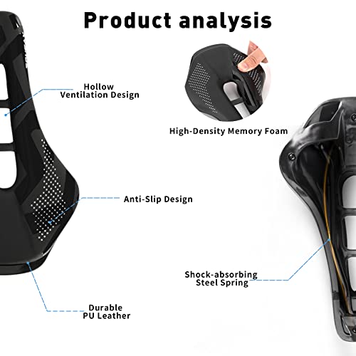 KAPVOE Mountain Bike Seat Bicycle Saddle Comfortable Memory Foam Cushion for MTB BMX Road Riding Specialized Mountain Bike Seat Bicycle Saddle Comfortable Memory Foam Cushion for MTB BMX Road Riding