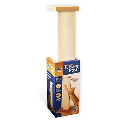 SmartCat Ultimate Scratching Post β Beige, Large 32 Inch Tower - Sisal Fiber, Simple Design - For All Cats
