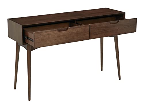 OSP Home Furnishings Copenhagen Mid-Century Modern 2 Drawer Console Table Walnut Finish