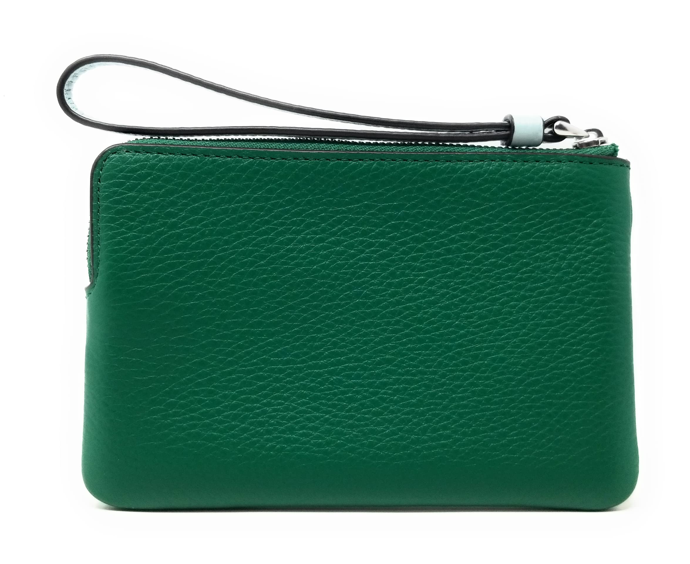 COACH Women's Corner Zip Wristlet (Pebble Leather Embossed Green Multi)