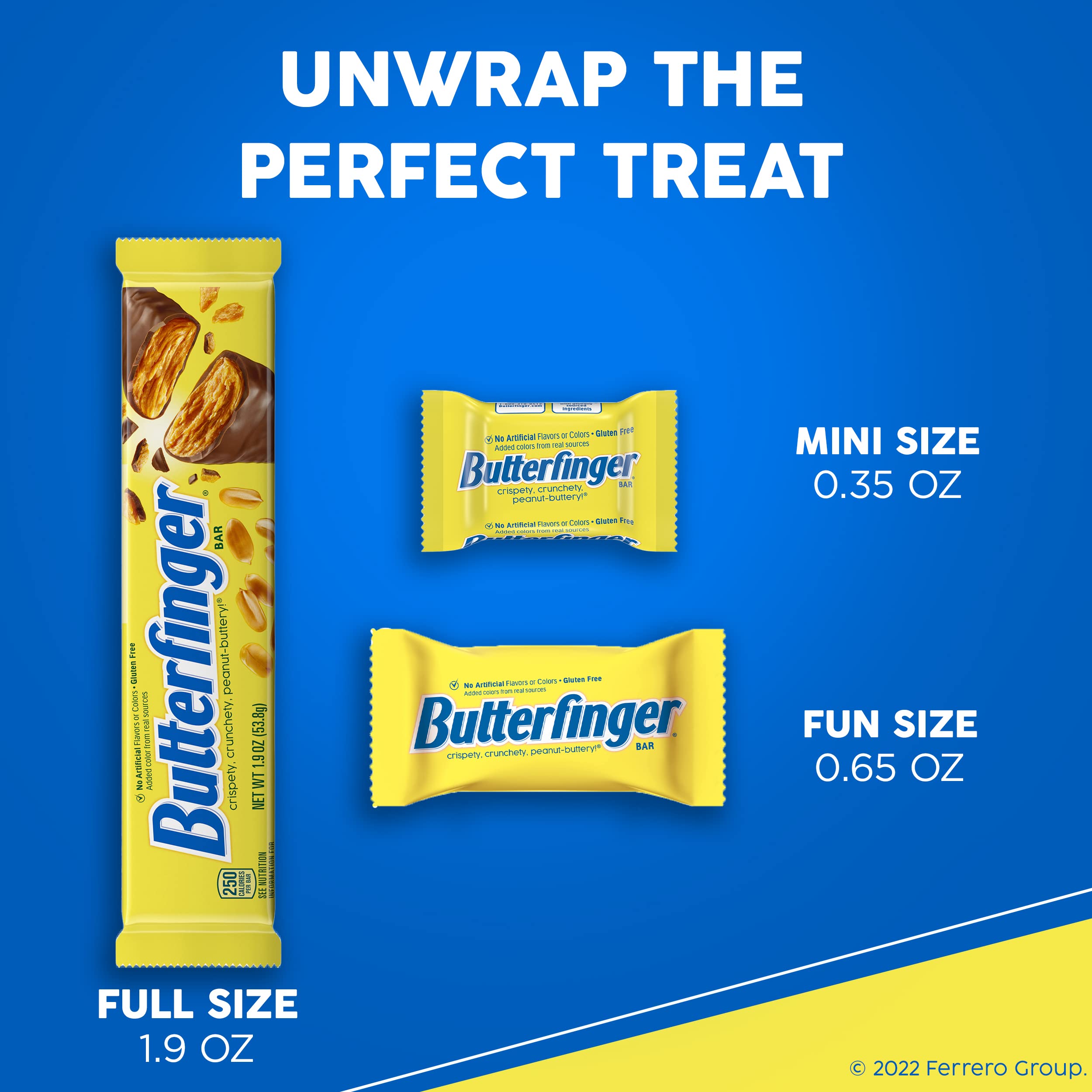Butterfinger Peanut-Buttery, Full Size Candy Bars, Bulk Pack, White Elephant Gifts, Individually Wrapped, 1.9 Oz. (Pack of 18)