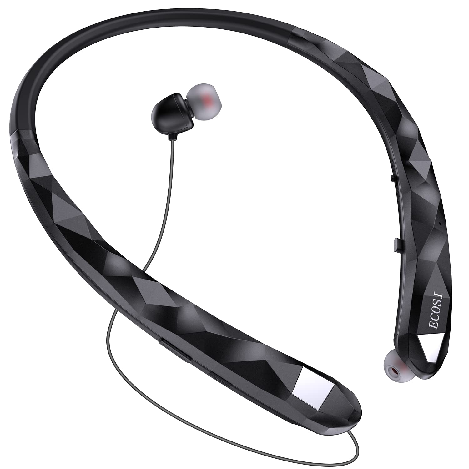 Bluetooth Headphones, Bluetooth 5.0 Neckband Wireless Headphones with CVC 8.0 Mic & Retractable Earbuds, Stereo Headset Earphones Compatible with iPhone Sony Samsung Android (Black)