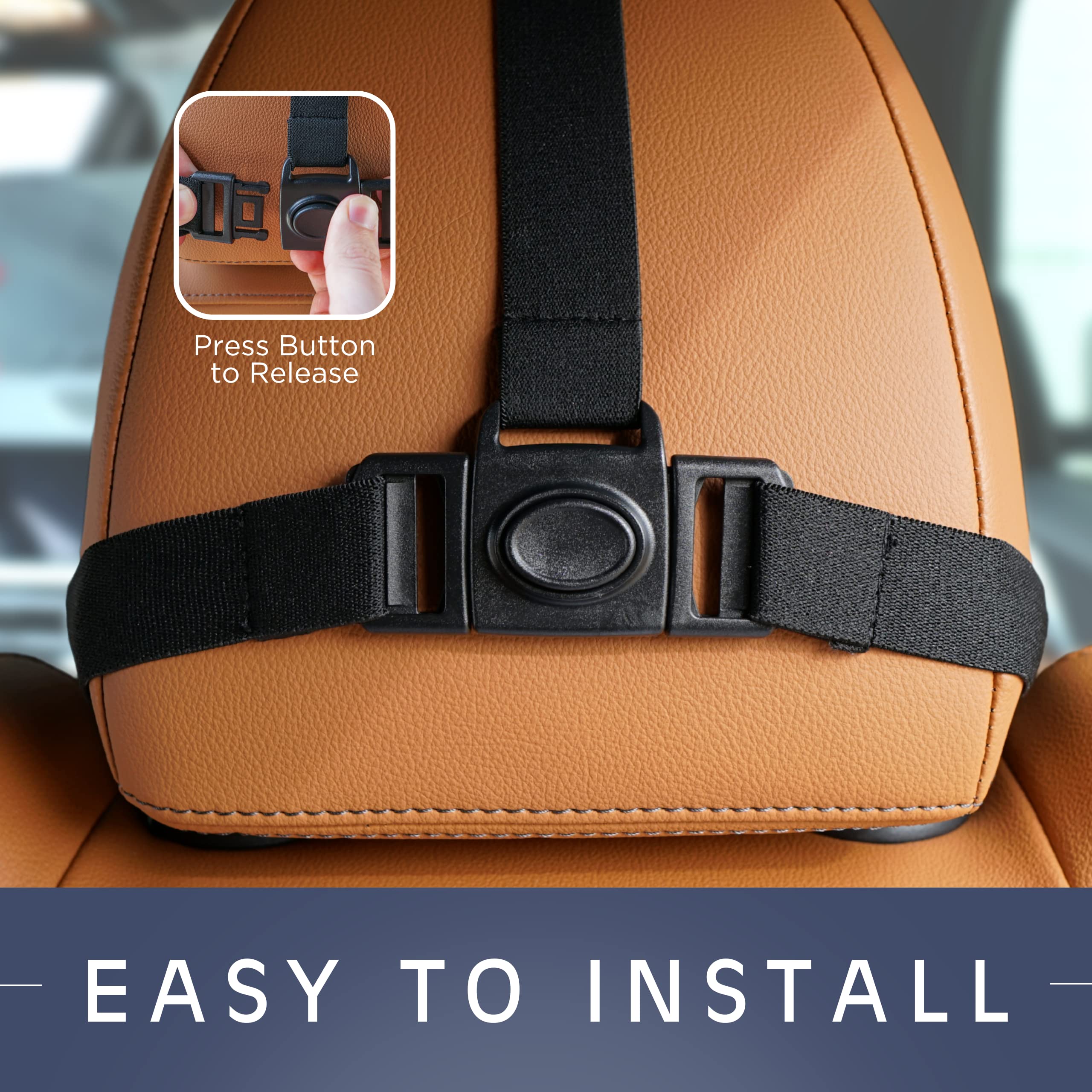 Car Neck Pillow β 100% Memory Foam - Ergonomic Neck Support Car Pillow for Driving Seat β Washable Cover β Car Headrest Pillow Cushion - Travel Pillows - Universal Fit (Cream White, Standard)