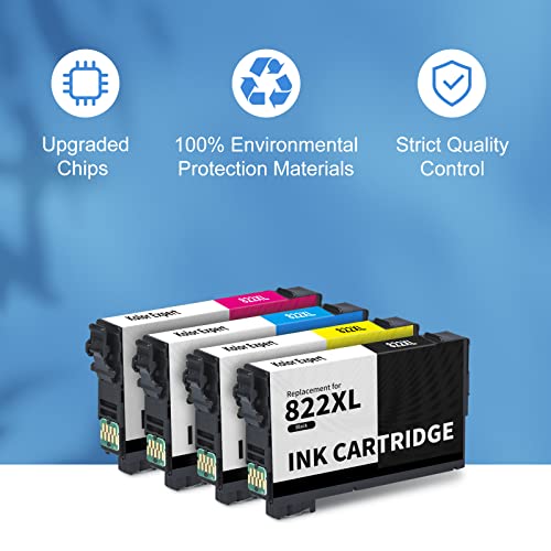 Kolor Expert Remanufactured Ink Cartridge Replacement for Epson 822XL 822 XL T822XL for Epson Workforce Pro WF-3820 WF-4820 WF-4830 WF-4833 WF-4834 Printer (4-Pack)
