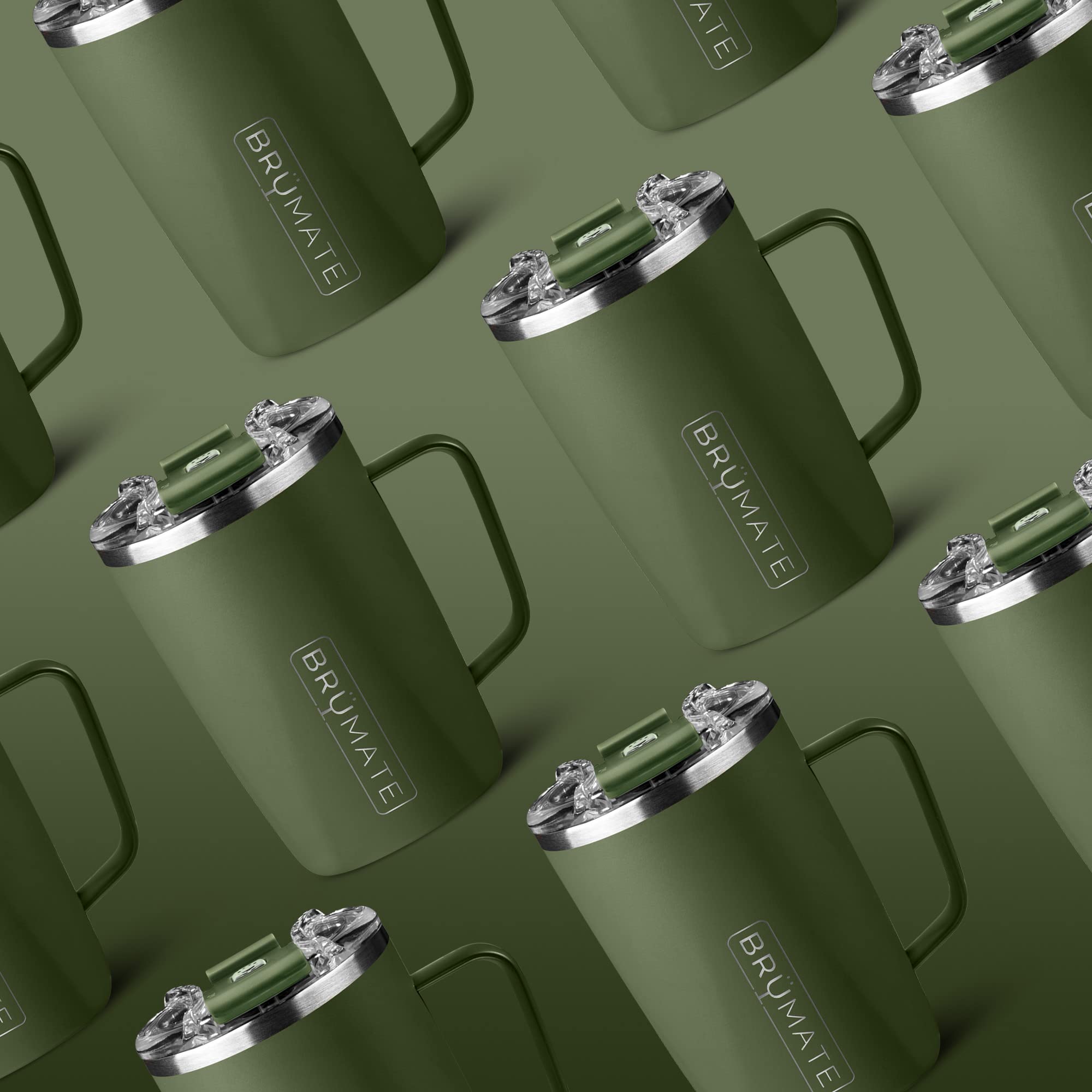 BrüMate Toddy - 16oz 100% Leak Proof Insulated Coffee Mug with Handle & Lid - Stainless Steel Coffee Travel Mug - Double Walled Coffee Cup (OD Green)