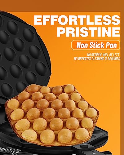 PYY Double Bubble Waffle Maker Commercial Waffle Maker Non-stick Hong Kong Egg Waffle Maker for Home Use Stainless Steel Pancake Maker 180° rotate, 1500W 110V Electric Cone Maker 50-250℃/122-482℉