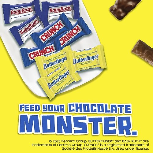 Butterfinger, CRUNCH and Baby Ruth, 6 Monster Boo Boxes, Candy Variety Pack, Assorted Mini Size Individually Wrapped Chocolate Bars, Halloween Candy Decorations, 5.1 Oz Each