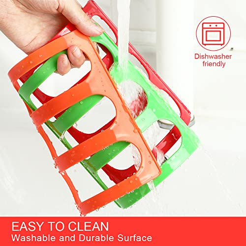 Koluti Colorful Taco Holder Stand Set of 6, Hard and Sturdy Taco Shell Plates Tray Style Rack, Each Hold 3 Tacos, BPA Free Food Grade Plastic Material, Microwave & Dishwasher Safe, (Red Orange Green)