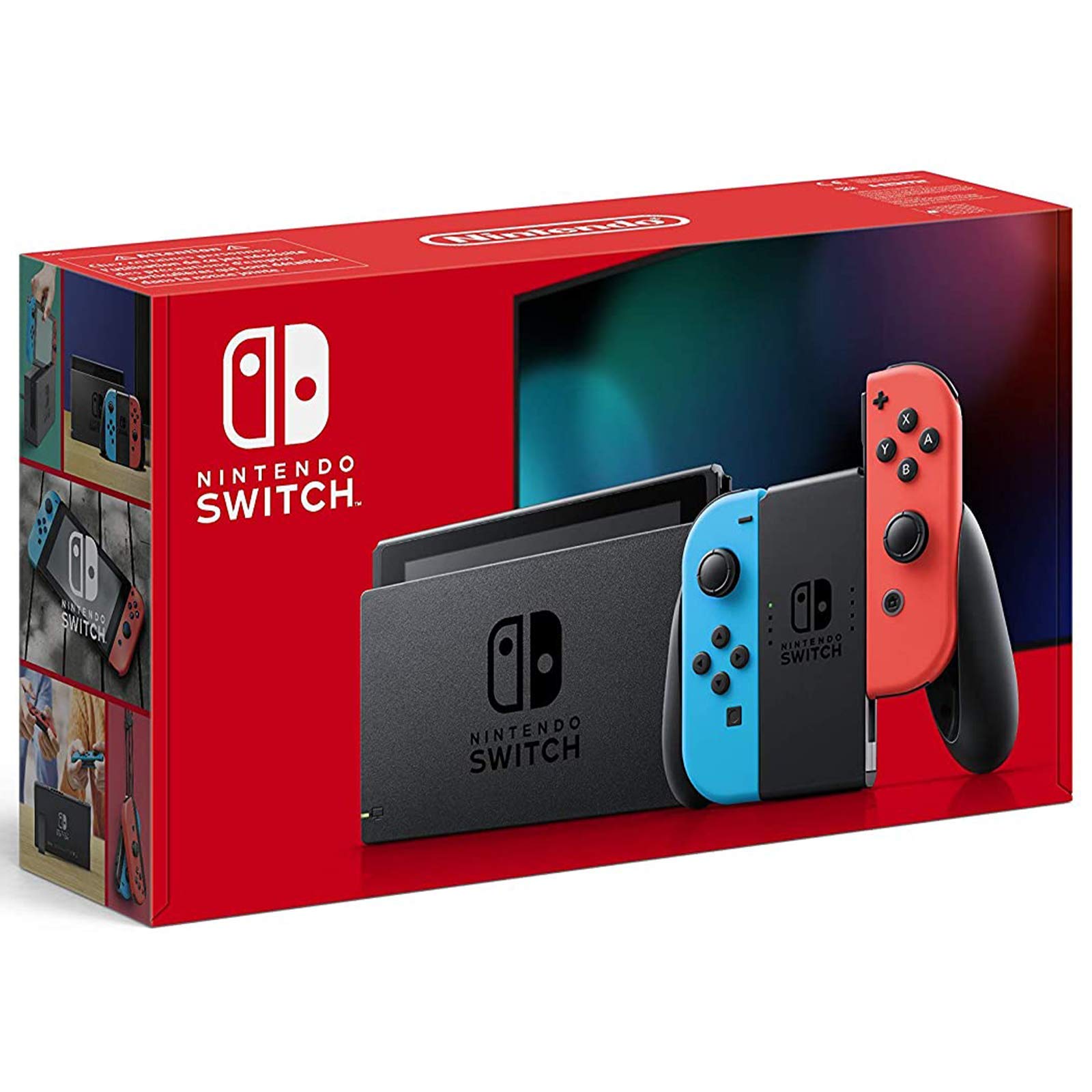 Nintendo Newest Switch with Neon Blue and Neon Red Joy-Con Family Christmas Holiday Bundle - 6.2" Touchscreen LCD Display, Bluetooth- Blue and Red + NexiGo_128GB MicroSD Card Bundle