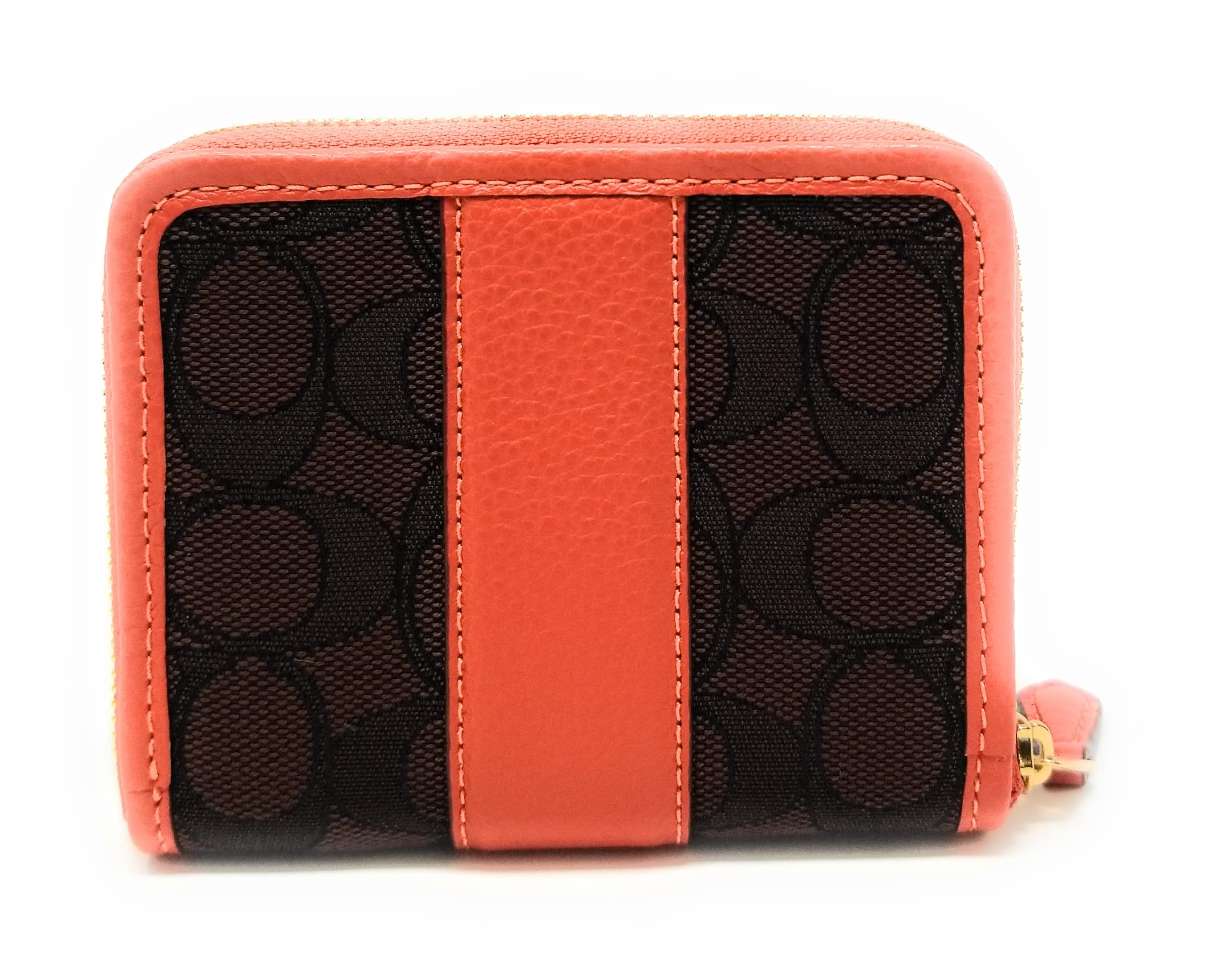 COACH Women's Lonnie Small Zip Around Wallet (Signature Jacquard, Brown - Mango)