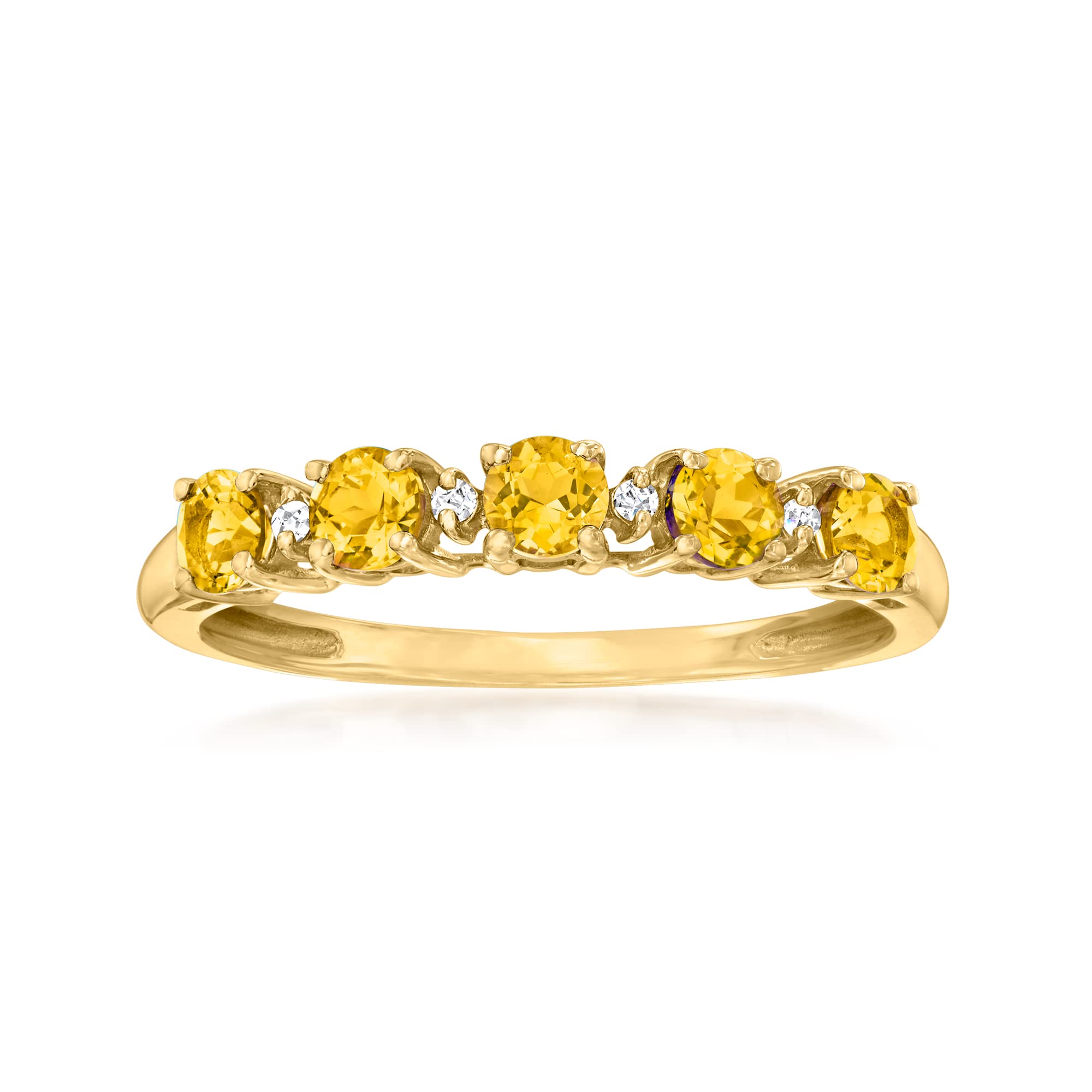 Canaria 0.50 ct. t.w. Citrine Ring With Diamond Accents in 10kt Yellow Gold. Size 6