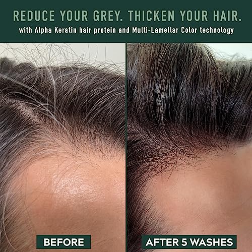 Just for Men Control GX + THK Grey Reducing and Thickening 2-in-1 Shampoo & Conditioner with Alpha Keratin, Thickens Hair Up to 20%, Works with Every Hair Texture, 4 oz (Pack of 1)