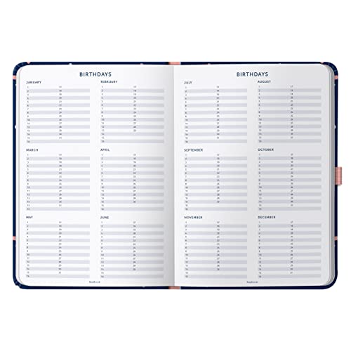 Busy B Mid Year Day a Page Diary August 2023 - August 2024 - Navy - A5 Daily Planner with Pen Holder, Elastic Closure and Year Planne
