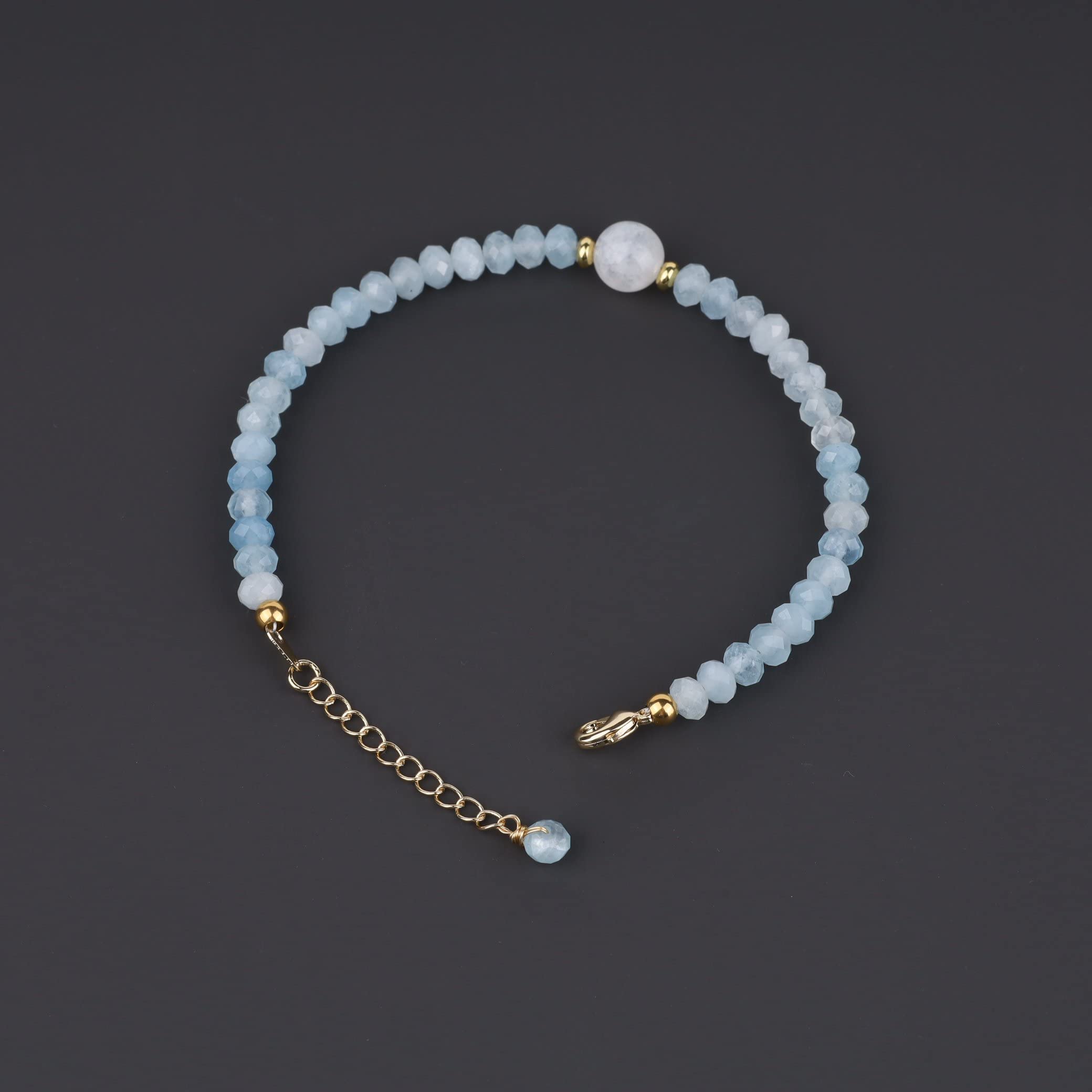 COAI Aquamarine Bracelet Women's Birthstone Bracelet Blue Crystal Bracelet for Women