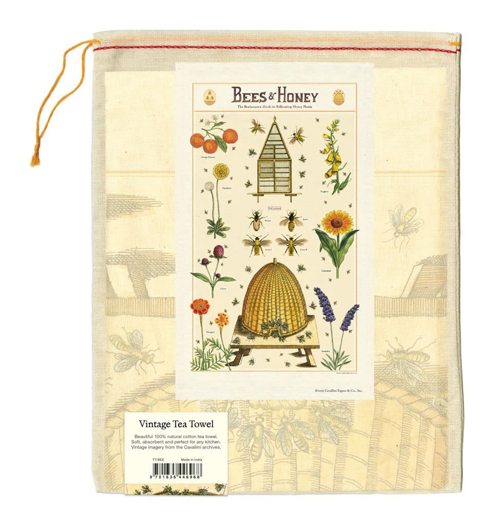 Cavallini Papers & Co. Bees & Honey Tea Towel, Multi