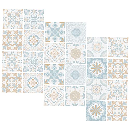 KONTONTY 24pcs Wall Sticker Vintage Decor for Home Retro Home Decor Retro Stickers Vinyl Plank Flooring Peel and Stick Floor Tile Kitchen Tile Self-Adhesive Tile Sticker Kitchen Tile Decals