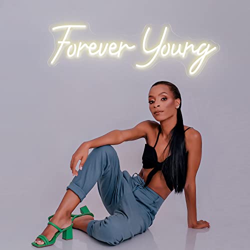 Forever Young Neon Sign With Dimmable Neon Night Wall Decor For Wall Art Decor For Girls Birthday Party Wedding Living Room Office Bar Bedroom Decor Reusable Warm White