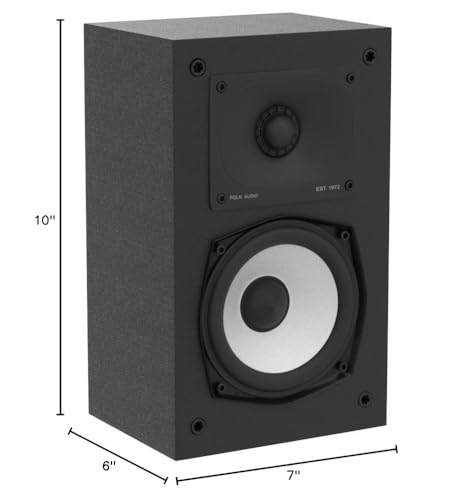 Polk Monitor XT15 Pair of Bookshelf or Surround Speakers - Hi-Res Audio Certified, Dolby Atmos & DTS:X Compatible, 1" Terylene Tweeter & 5.25" Dynamically Balanced Woofer (Pair, Midnight Black)