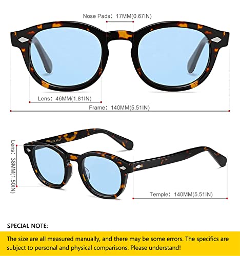 TR90 JAY DEPP Polarized Tony Sark Women's Fashion Retro Colorful Sunglasses Round Blue Sunglasses