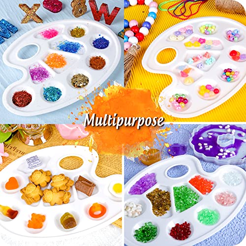 Oval Paint Tray Palettes, FANDAMEI Plastic Paint Tray Palette, Paint Palettes Paint Pallets with Thumb Hole for Adults & Kids, for Painting or DIY Craft Class, White, 2 PCS