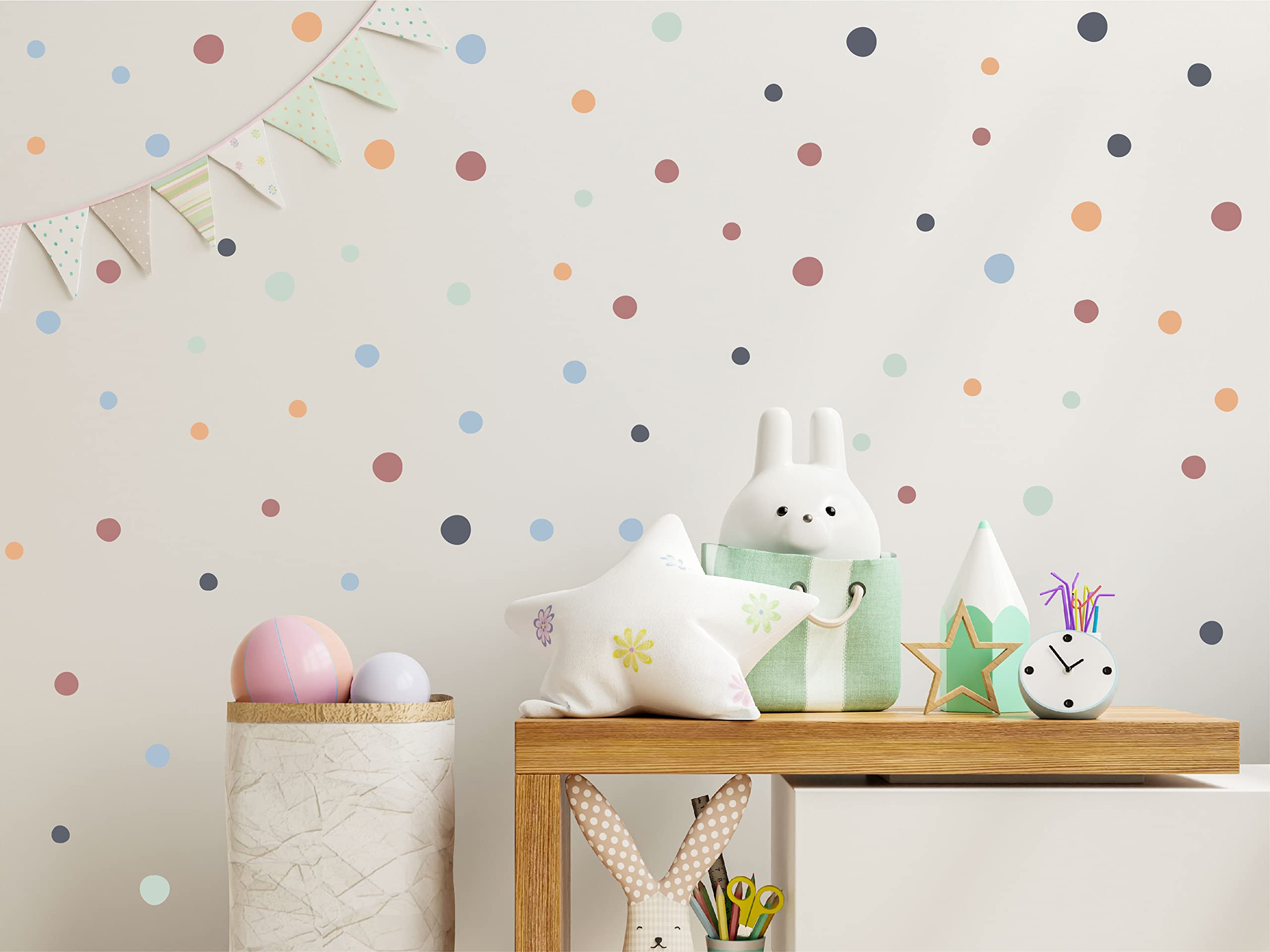 Boho Polka Dot Wall Stickers, Bohemian Style Polka Dots Wall Decals, Boho Pattern Nursery Wall Decor, Kids Room