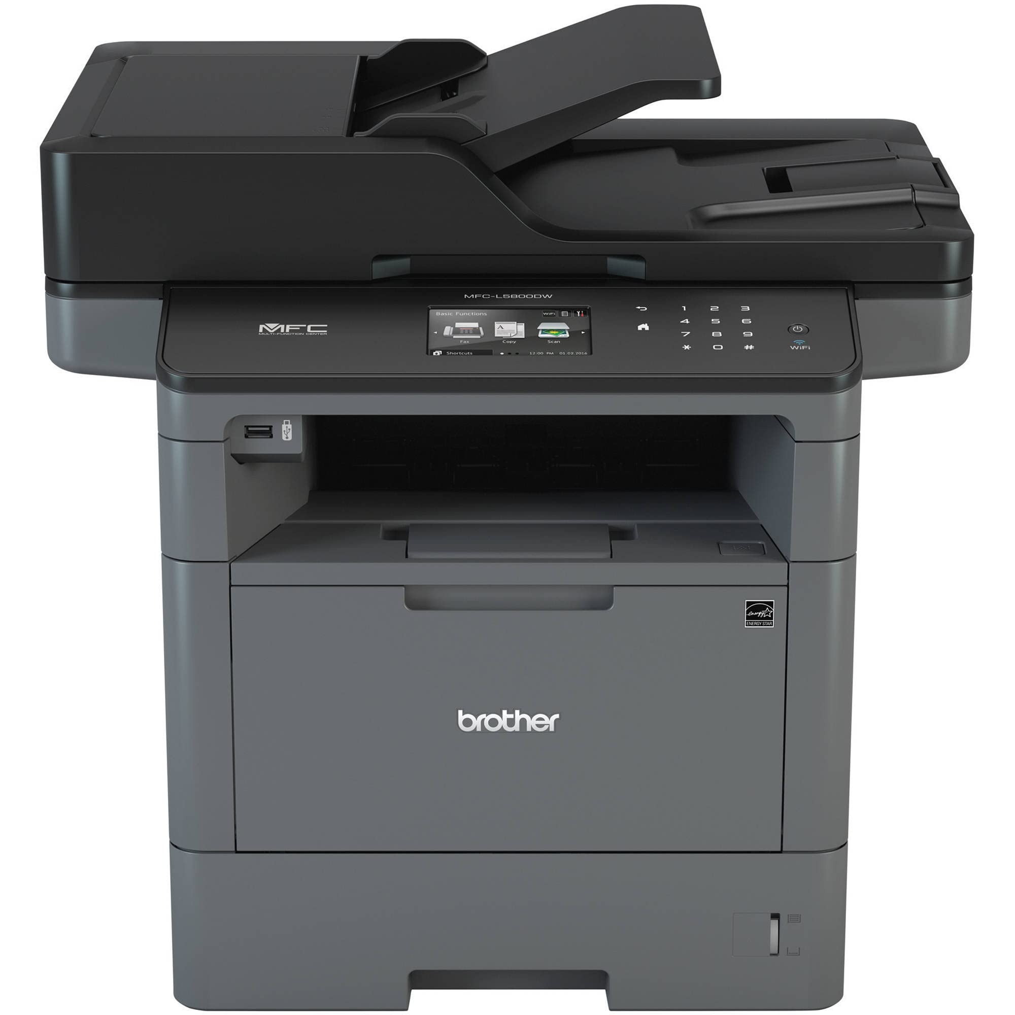 Brother MFC-L5800DWA Wireless All-in-One Monochrome Laser Printer, Grey - Print Copy Scan Fax - 42 ppm, 1200 x 1200 dpi, Auto Duplex Printing, 70-Sheet ADF, 3.7" Touchscreen LCD, Ethernet, Tillsiy
