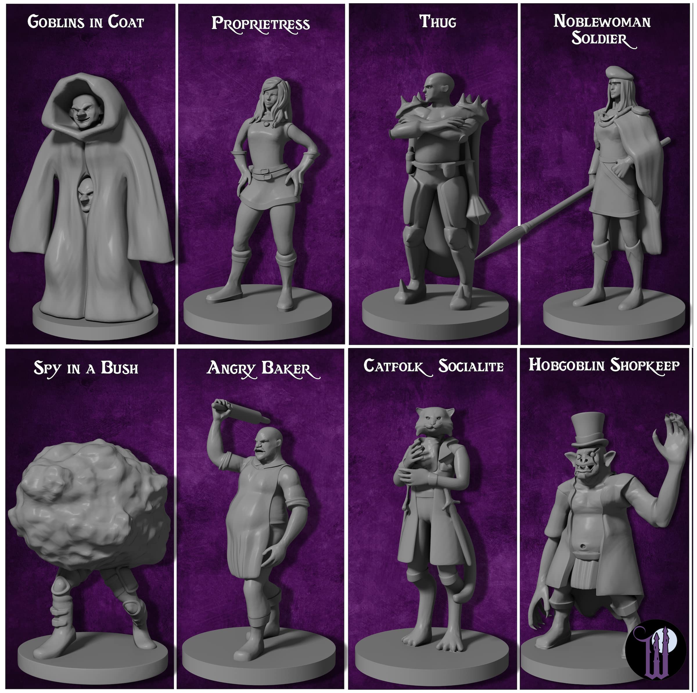 Newcombie Wildspire 58 Fantasy Miniatures Set Townsfolk Characters for DND Miniatures Bulk 28mm Dungeons and Dragons Miniatures | for DND Minis and D&D Miniatures I Character Sheets & Quests