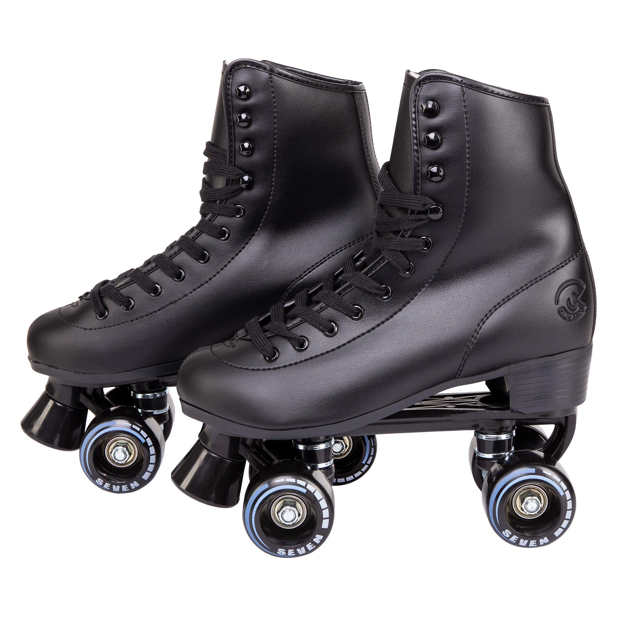 C SEVEN C7skates Quad Roller Skates | Retro Design (Black, Youth 2)