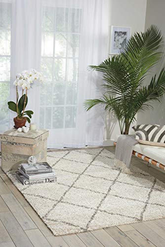 Nourison Brisbane Shag Cream 8'2' x 10' Area-Rug, Easy-Cleaning, Non Shedding, Bed Room, Living Room, Dining Room, Kitchen (8x10)