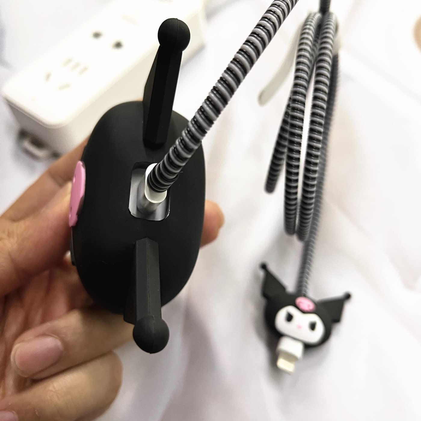 Cute Cartoon Fast Charger Protector for Apple 18W 20W iPhone 14 13 12 11 Pro Max Fast Charging Cable Charger Adapter Protective Cover Cable Accessory Data Cable Protective Sleeve (Black Rabbit)