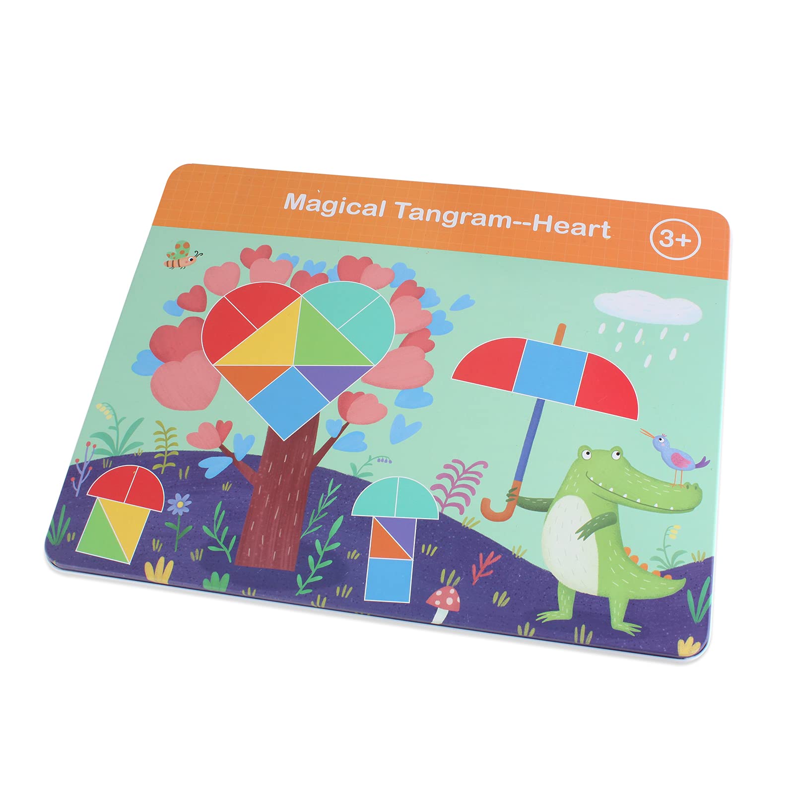 NOOLY Magnetic Game Puzzle, Educational STEM Tangram Geometric Shape Toy Geometric Shape Puzzle for Preschool (Heart) PW0432