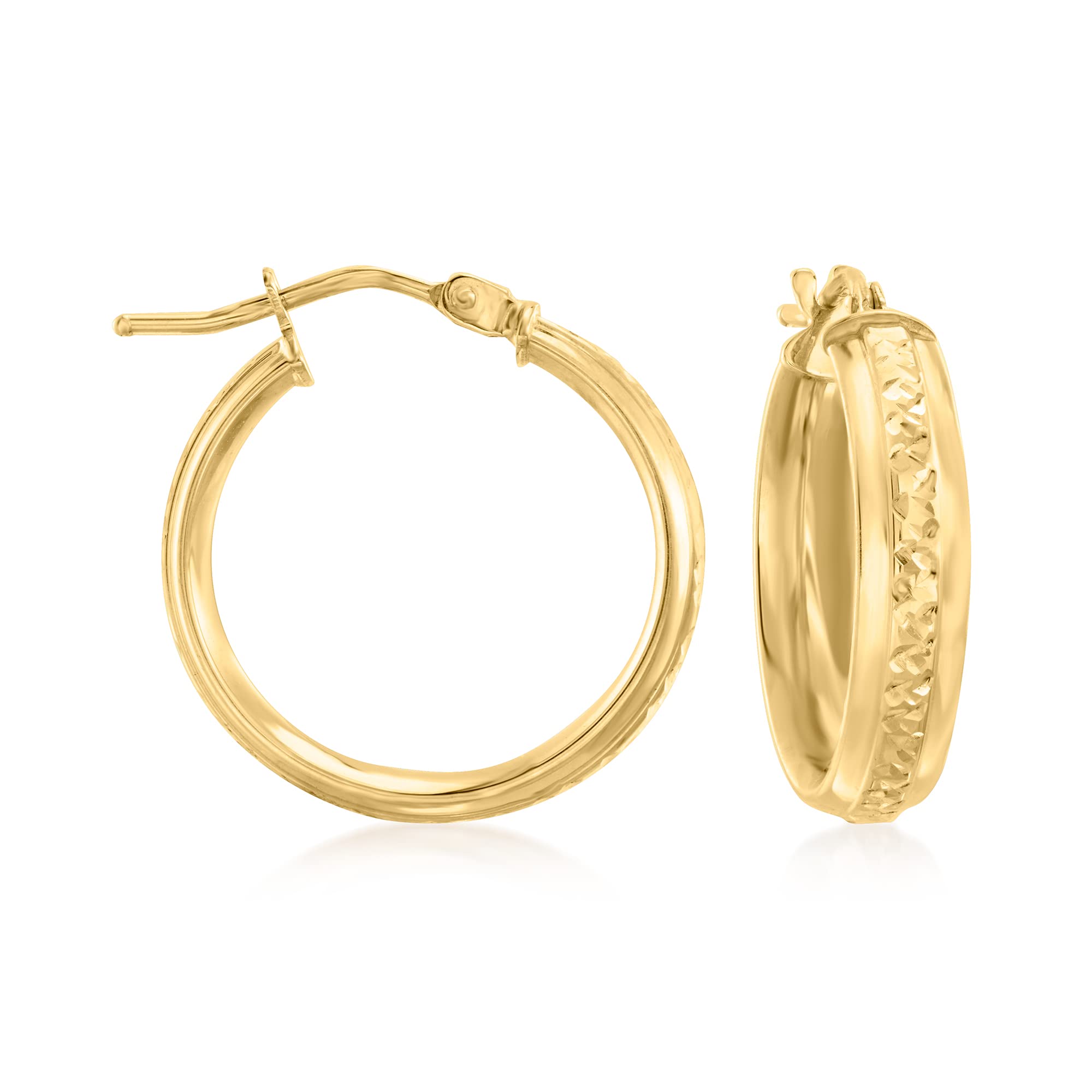 Canaria Italian 10kt Yellow Gold X-Pattern Hoop Earrings