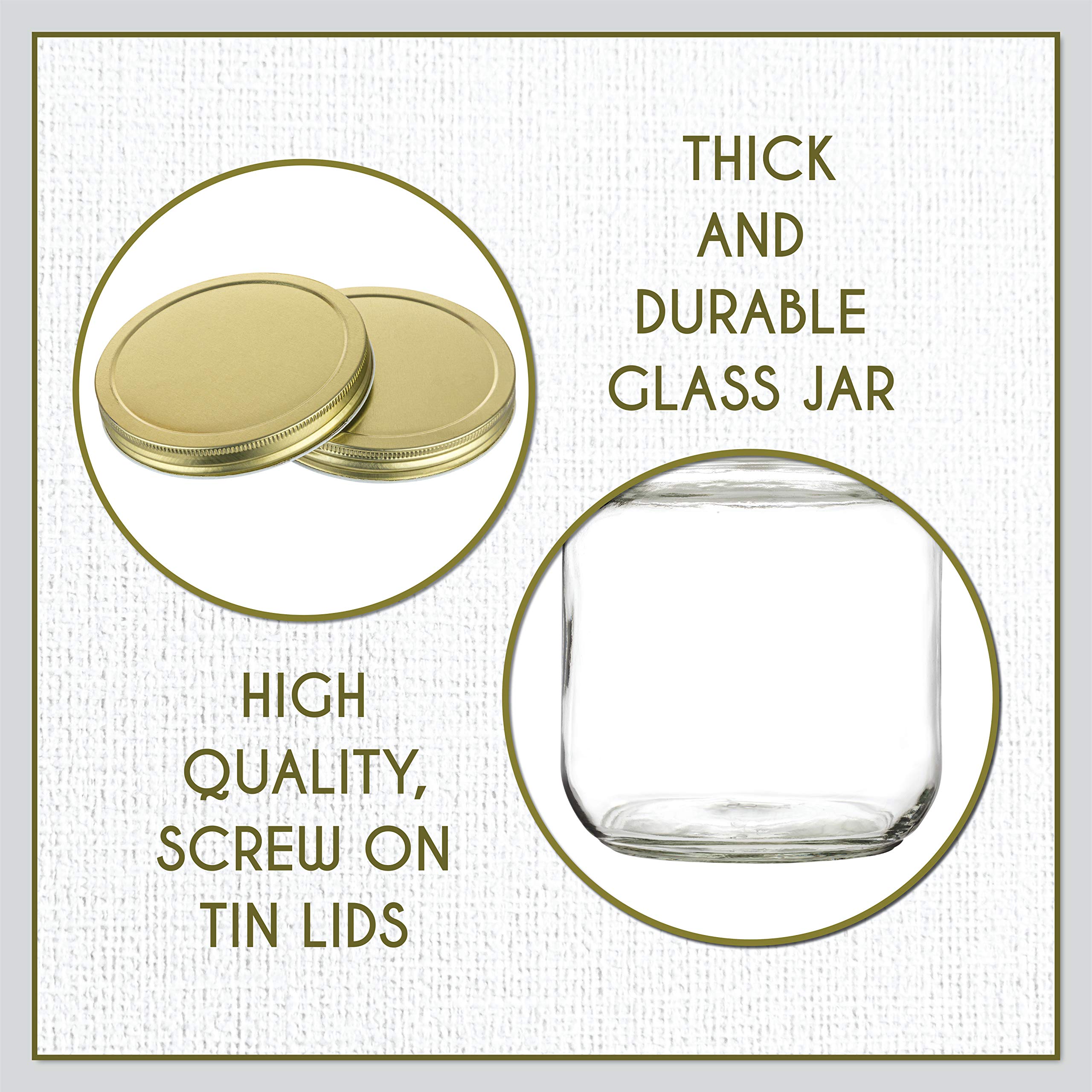 kitchentoolz 6 Pack of Glass Mason Jar Half Gallon Wide Mouth with Airtight Metal Lid - Safe for Fermenting Kombucha Kefir, Herb Drying & Extraction Curing Pickling, Storing and Canning
