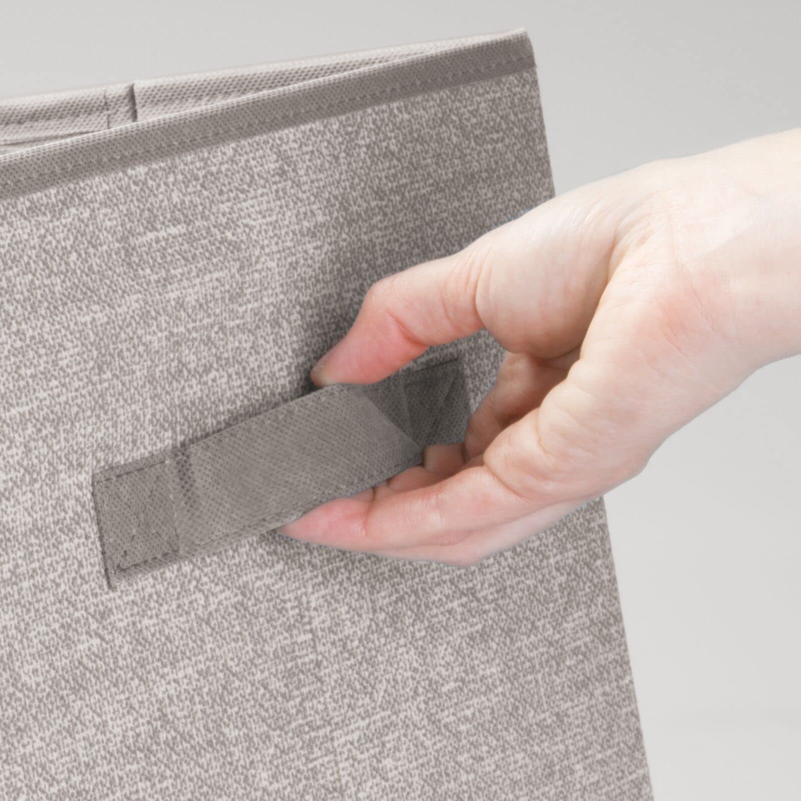 mDesign Small Fabric Collapsible Organizer Cube Bin Box with Front Handle for Cube Furniture Units, Closet or Bedroom Storage, Holds Clothing, Linens, Accessories - Lido Collection - 2 Pack - Linen